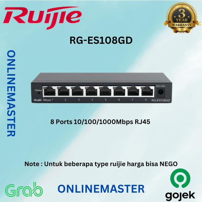 Jual RUIJIE RG-ES108GD Gigabit unmanaged Switch - Jakarta Pusat - Onlinemaster | Tokopedia