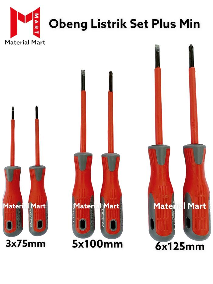 Jual Obeng Listrik Set 6 Pcs Plus | Screwdriver Electricity Set 6pcs ...
