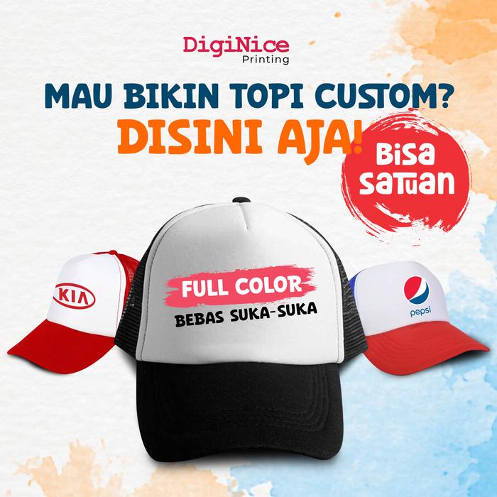 Jual Topi Trucker Jaring Custom Sablon Bebas Full Color Suka-suka ...