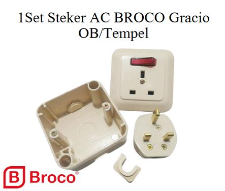 Jual 1 SET STEKER AC STOP KONTAK BROCO GRACIO COLOKAN AC TEMPEL Dinding ...