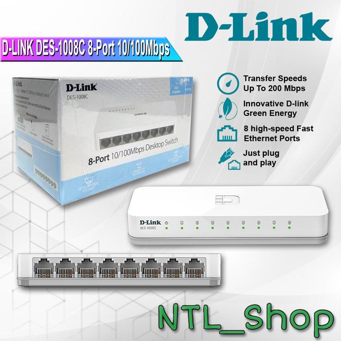 Jual D-LINK DES-1008C Switch Hub Desktop 8-Port 10/100 Mbps - Kota ...