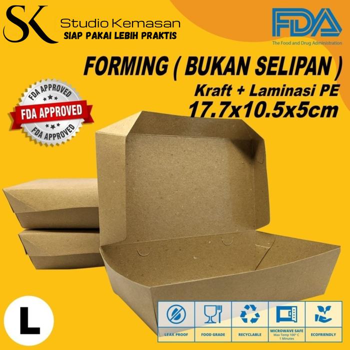 Jual Paper Lunch Box Size L FoodGrade Bahan ECO Kraft Paper|Kemasan ...
