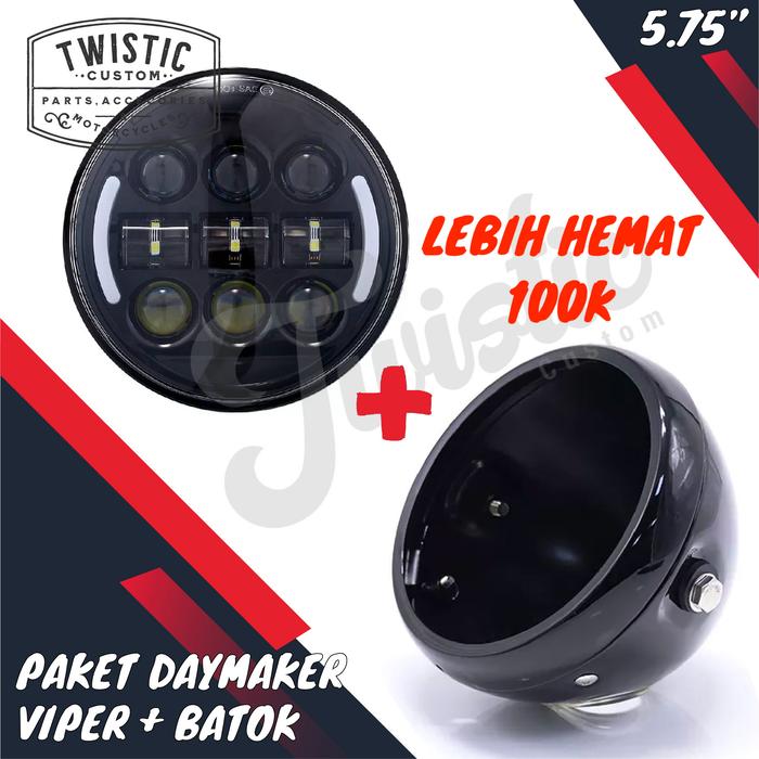 Jual Daymaker Spider Eye 5.75 inch Viper Half Lampu LED W175 Harley ...