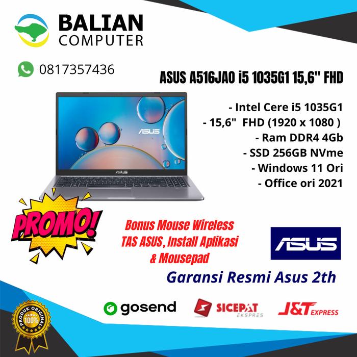 Jual ASUS A516JAO Intel Core i5 1035G1 Ram 4Gb SSD 256Gb 15,6" FHD Grey ...