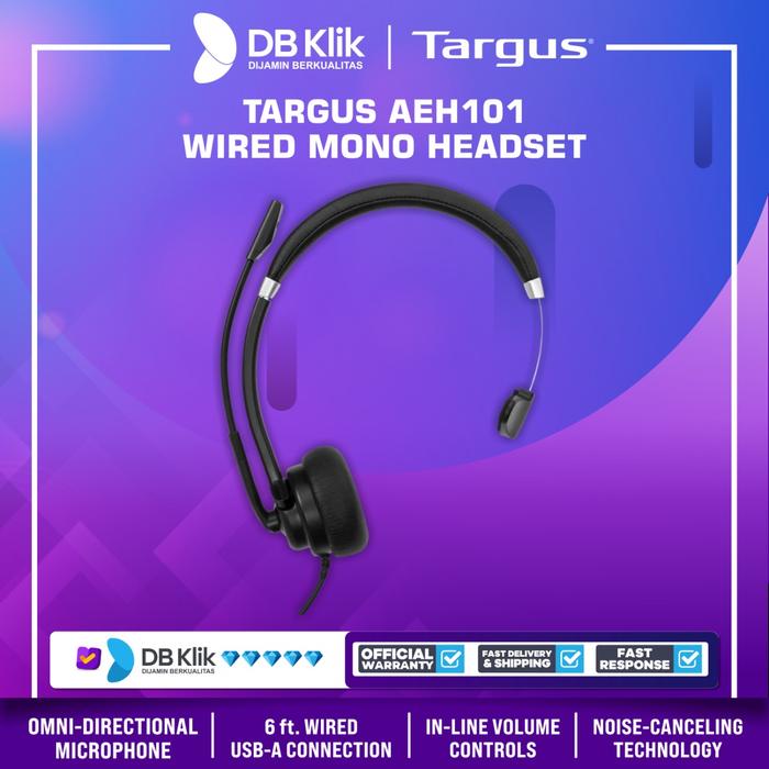 Headset Targus AEH101 USB Wired Mono With Mic And Volume Control