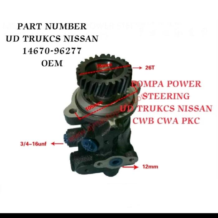 Jual POMPA POWER STEERING UD TRUKCS NISSAN CWB46 14670-96277 PUMP ASSY ...