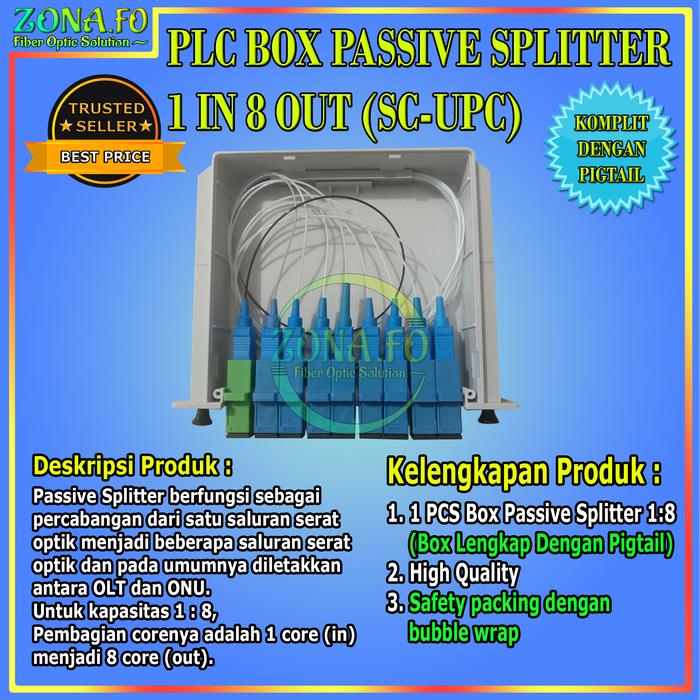 Promo Passive Splitter PLC BOX FO 1:8 SC UPC Fiber Optik Pasif Spliter ...