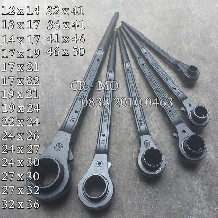 Jual Glory Kunci Scaffolding 17 21 Mm Kunci Ratchet Kunci Ring Ganda ...