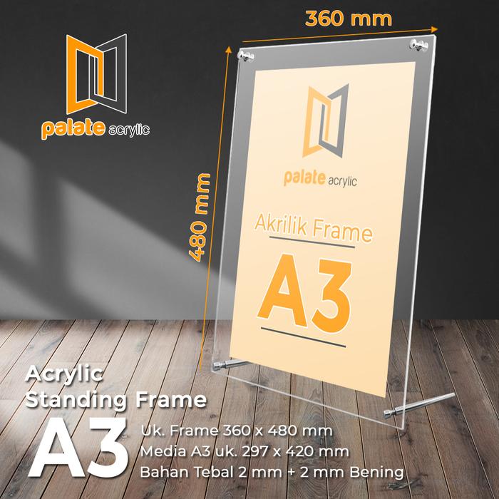 Jual AKRILIK FRAME / BINGKAI / DSIPLAY MEJA / ACRYLIC STANDING FRAME A3 ...