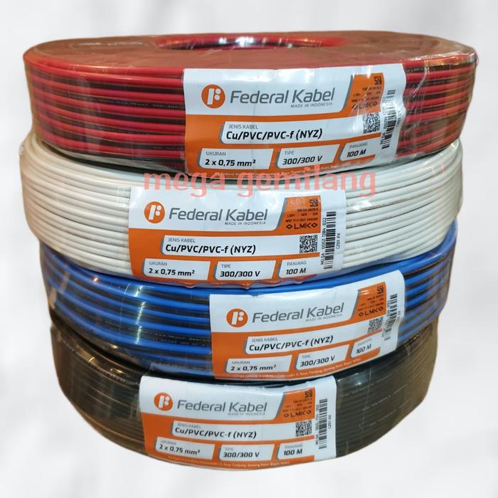 Jual Kabel Federal Kabel Listrik NYZ 2 x 0,75 mm SNI 100 meter - 1 roll ...