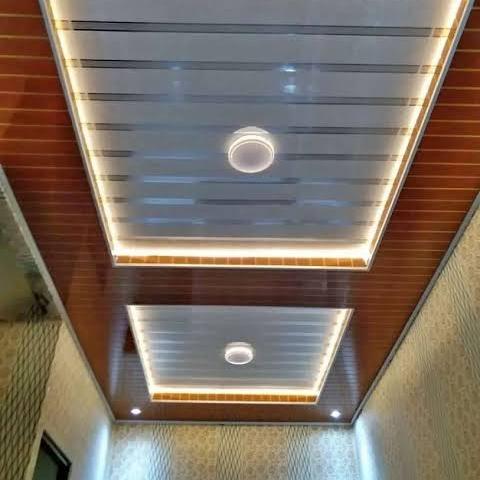 Jual plafon PVC kombinasi putih gold terpasang drof seling gantung ...