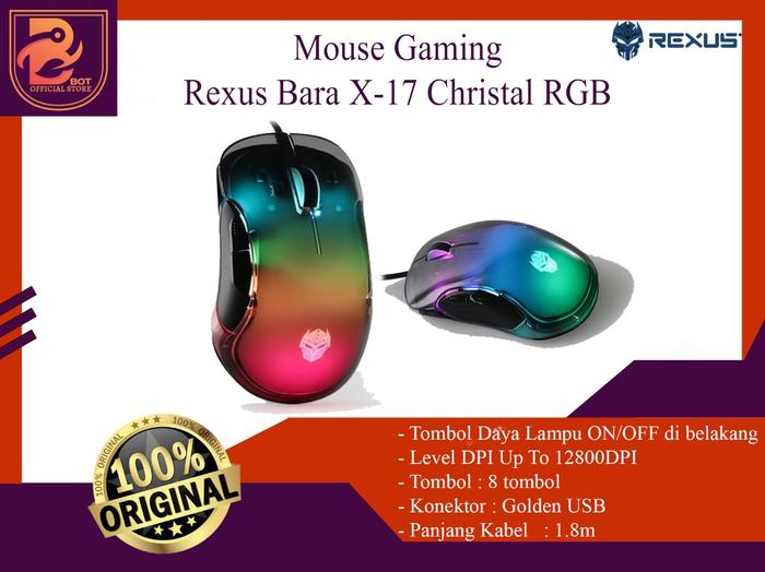 Jual Mouse Gaming Rexus Bara X17 RGB - X 17 Macro Gaming Mouse Original ...
