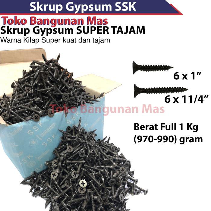 Jual Skrup Gypsum Hitam 1 kg FULL Baut Gypsum Drywall Screw Skrup gypsum - 6 x 1" Ikg - Jakarta ...