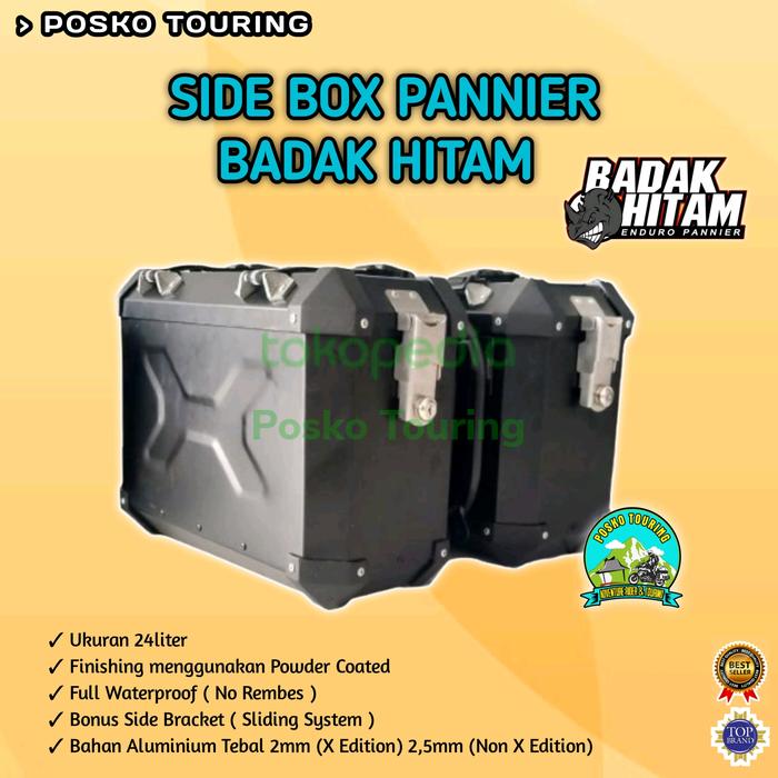 Jual Side Box Alumunium Pannier Badak Hitam 24liter | Box Pannier Touring - Kab. Bandung - Posko ...