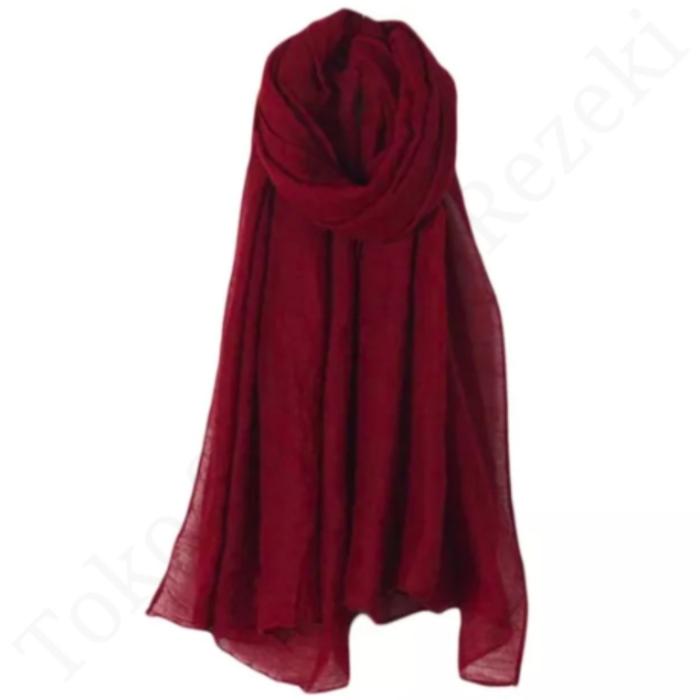 Jual Selendang Merah Tua Panjang Red Dark Long Scarf Plain Shawl Syal ...