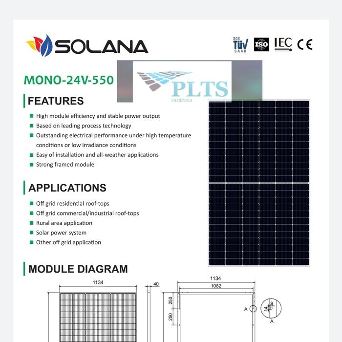 Jual Panel surya 550wp mono Solana - Kota Surabaya - PLTS Surabaya ...