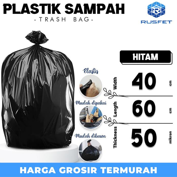 Jual KANTONG PLASTIK SAMPAH 40x60cm HITAM TEBAL TRASH BAG JUMBO ANTI BOCOR - Kota Depok - Rusfet ...