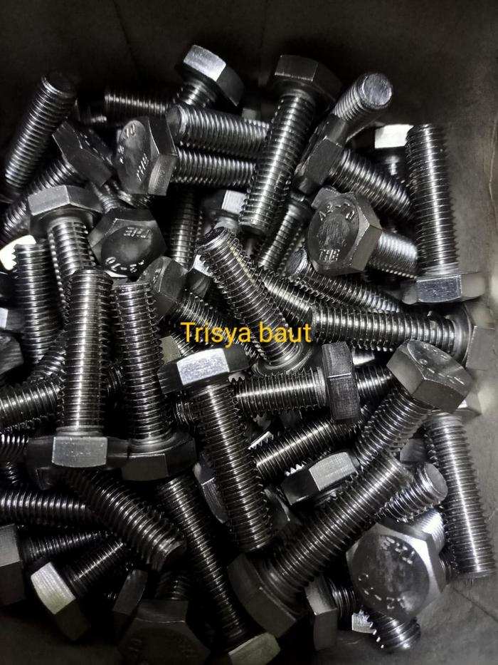 Jual BAUT HEX STAINLES M8X40 / BAUT HEX SS304 M8X40 / BAUT HEX SUS ...