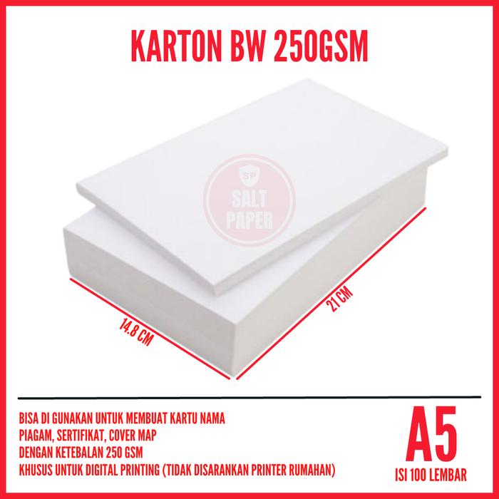 Jual Kertas BW Carton A5 isi 100 lembar / Kertas Karton BW - Kota ...
