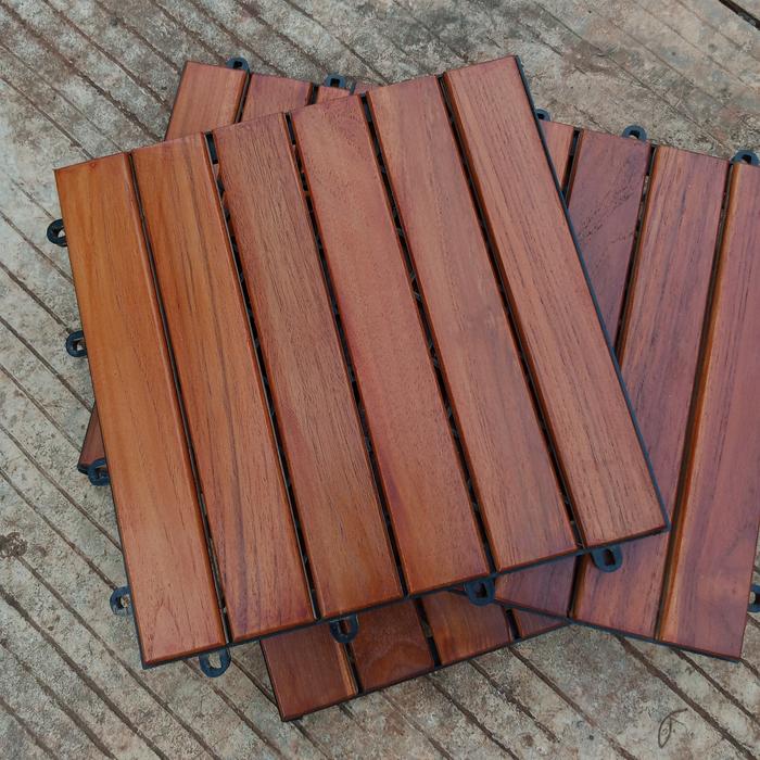 Jual lantai kayu ubin kayu decking tile motif salur 6 - Natural - Kab ...