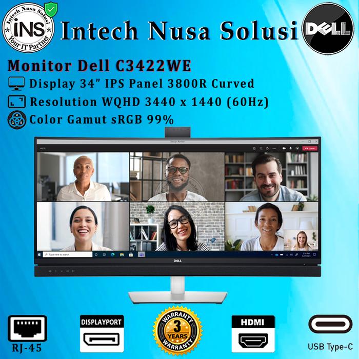 Jual Video Conferencing Monitor Dell C3422WE 34" IPS WQHD DP HDMI USB-C ...