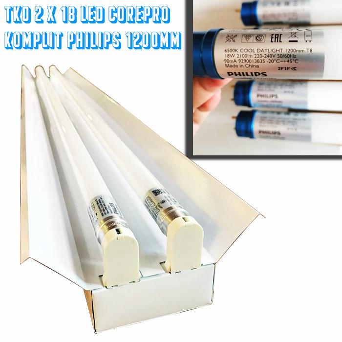 Jual Kap Lampu TKO LED 2x18 120cm kap TKO TL 2 x 18 Philips Corepro ...