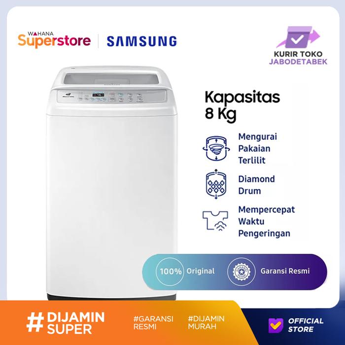 Promo SAMSUNG Mesin Cuci Top Loading Diamond Drum 8 KG - WA80H4000SW | WA80 Cicil 0% 3x ...