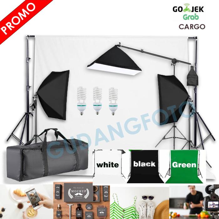 Jual Paket Perlengkapan Studio Lighting Lampu Foto Video Background ...