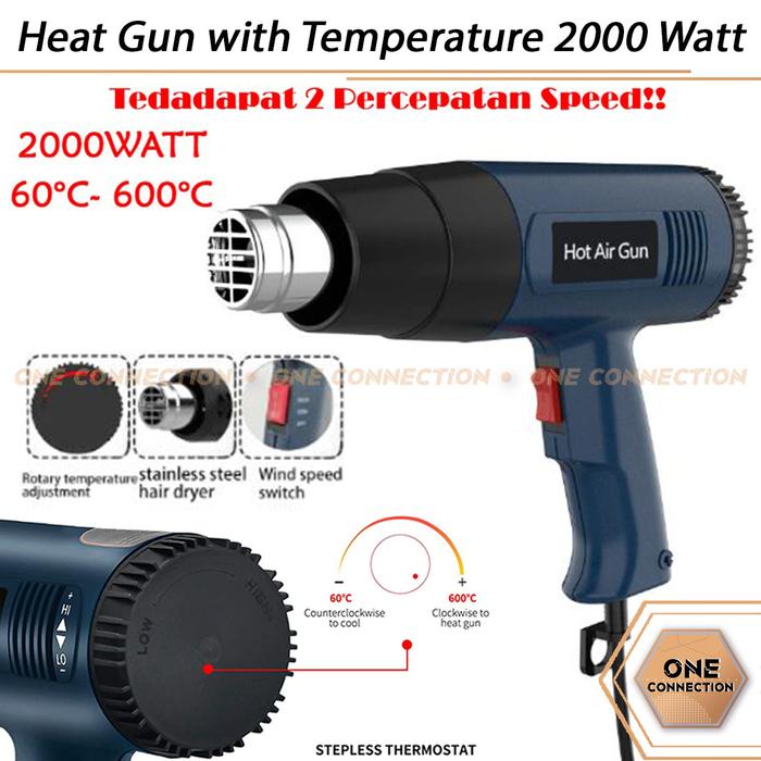 Jual Industrial Heat Gun Hot Gun Electric Blower Pemanas 2 Speed 220V ...