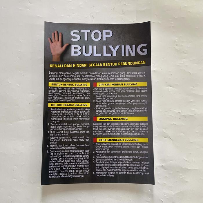 Jual Poster Kenali dan Hindari Bullying, Poster Stop Bullying - Kab. Sleman - Syafana | Tokopedia