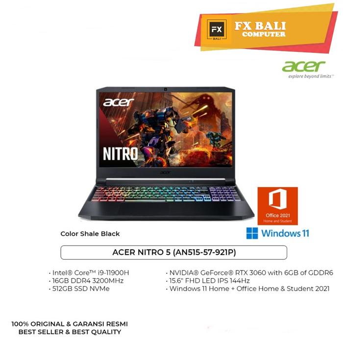 Jual ACER Nitro 5 AN515 57 921P Core i9 11900H 16GB 512GB RTX3060 W11 - Kota Denpasar ...