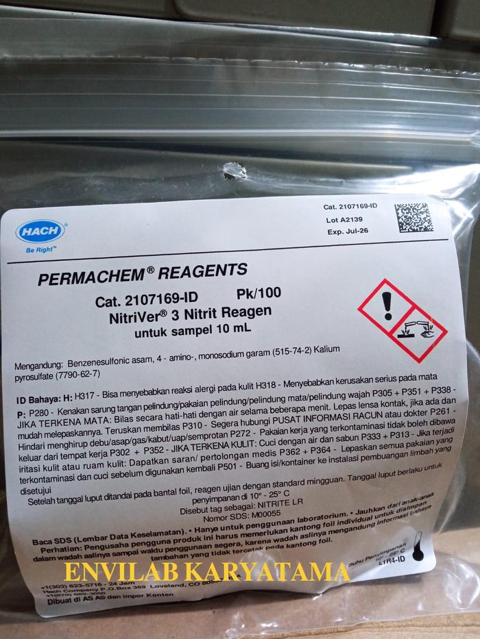 Jual HACH 2107169 NitriVer 3 Nitrite Reagent Powder PIllows 10 mL 100 ...
