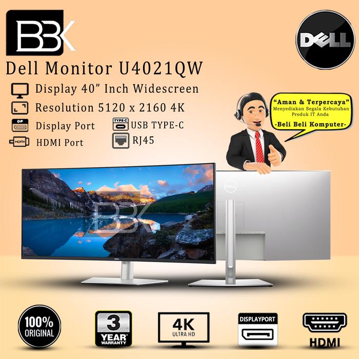 Jual Monitor Dell 40" inch Monitor Curved U4021QW 3 Year - Jakarta ...