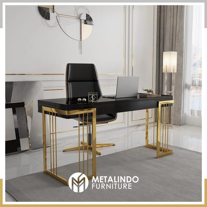 Jual meja kantor stainless glossy gold, meja kerja minimalis modern ...