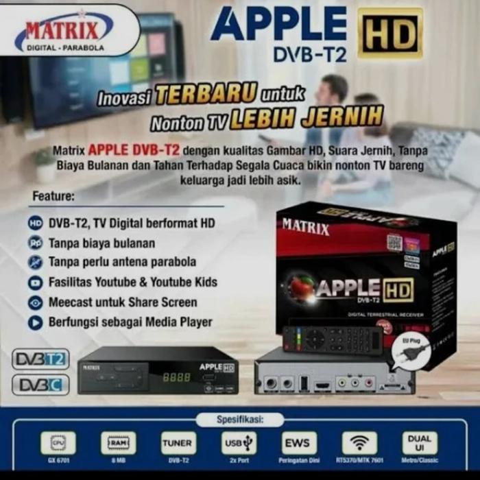 Jual set tob box digital MATRIX Apple Dvb T2 Merah Lengkap STB TV ...