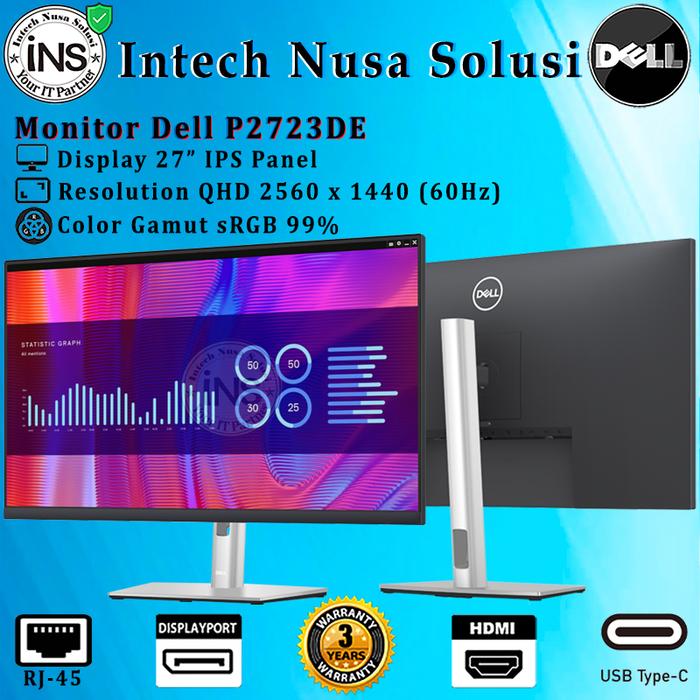 Jual Monitor Dell P2723DE 27" IPS QHD 60Hz DP HDMI USB-C 90W RJ45 3YR ...