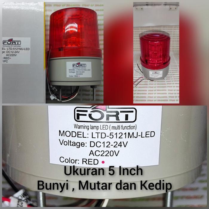 Jual Lampu LED 5" Warning Light Rotary Bunyi 5 inch AC/DC Merah 5 inci ...