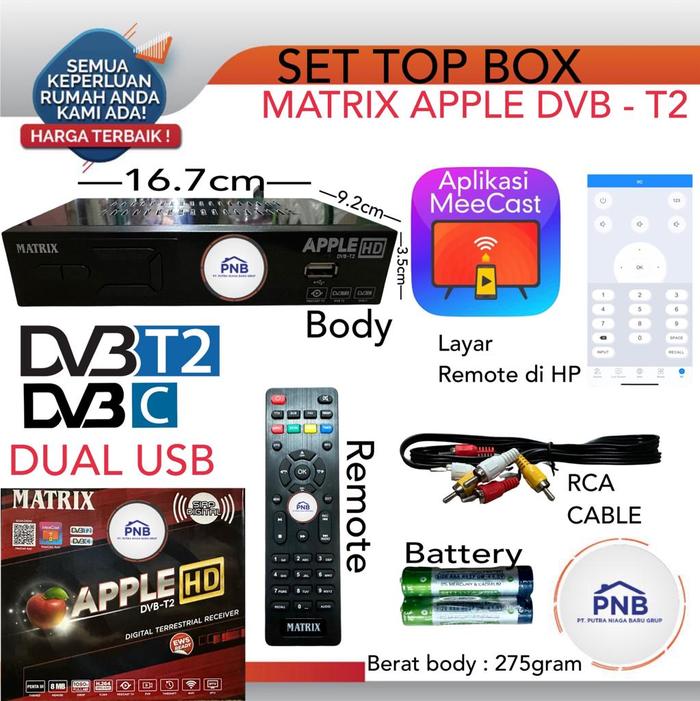 Jual STB Generasi Terbaru Set Top Box TV Digital DVB T2 Matrix Apple HD ...
