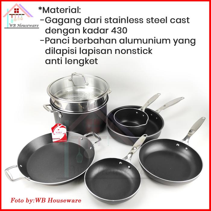 Jual New 8pcs Panci Cookware Set Supra Black Series Renatta Moeloek Di ...