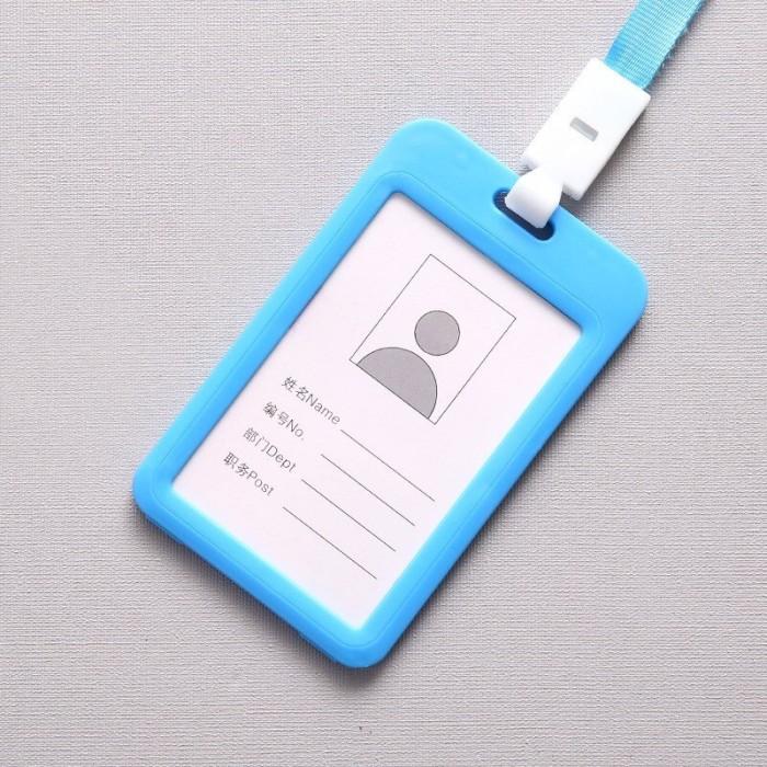 Jual ID Card Holder Name Tag Gantungan Kartu Nama 1-sisi - Biru Muda ...