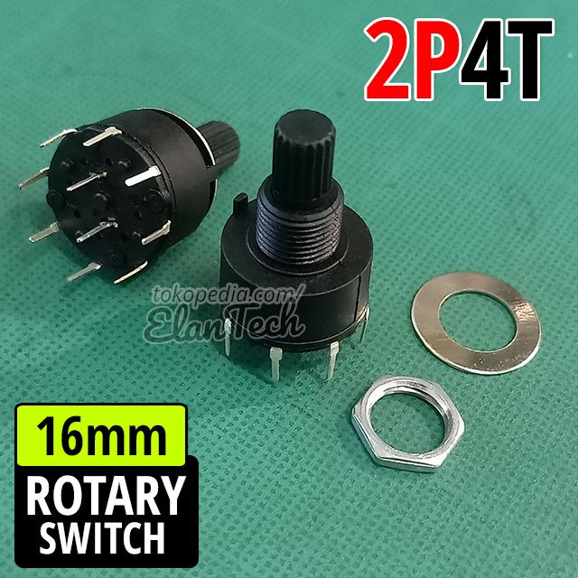 Jual Saklar Putar 2P4T Rotary Switch 16mm 2 Pole 4 Throw / Klik ...
