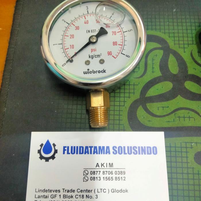 Jual PRESSURE GAUGE WIEBROCK 4" 6 BAR / MANOMETER 90psi Stainless Steel ...