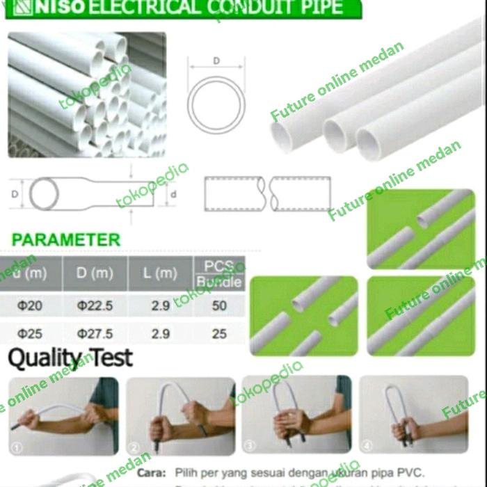 Jual Pipa Konduit 20 mm Pipa listrik Kabel Conduit 20mm Niso 2.9 Meter ...