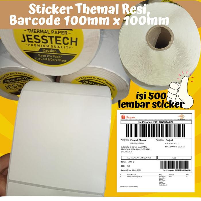 Jual STIKER THERMAL 10x10cm (100MM X 100MM) ISI 500Pcs Ukuran JNT bs ...