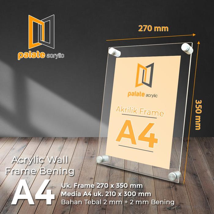 Jual acrylic / akrilik frame poster/wall display ukuran A4 bahan 2mm ...