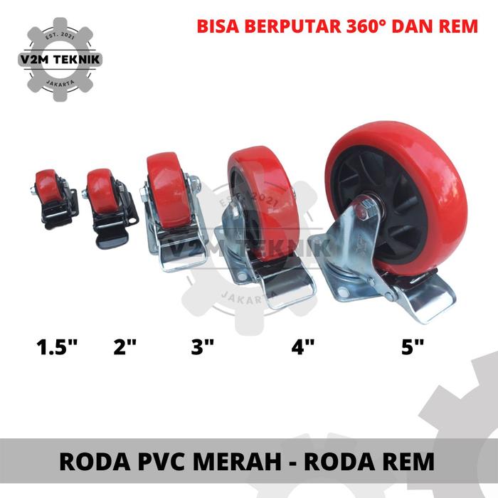 Jual XP TOOL Roda PVC Merah 3 Inch 3" / Roda Trolley Wheel HIDUP MATI ...
