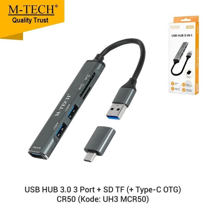 Jual M-Tech USB Hub Card Reader 5 in 1 CR50 with OTG Type C - Jakarta ...