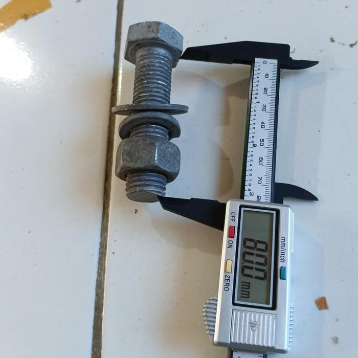 Jual baut mur/bolt nut m20x80mm drat full baja 8.8 hdg/galvanis hotdip ...