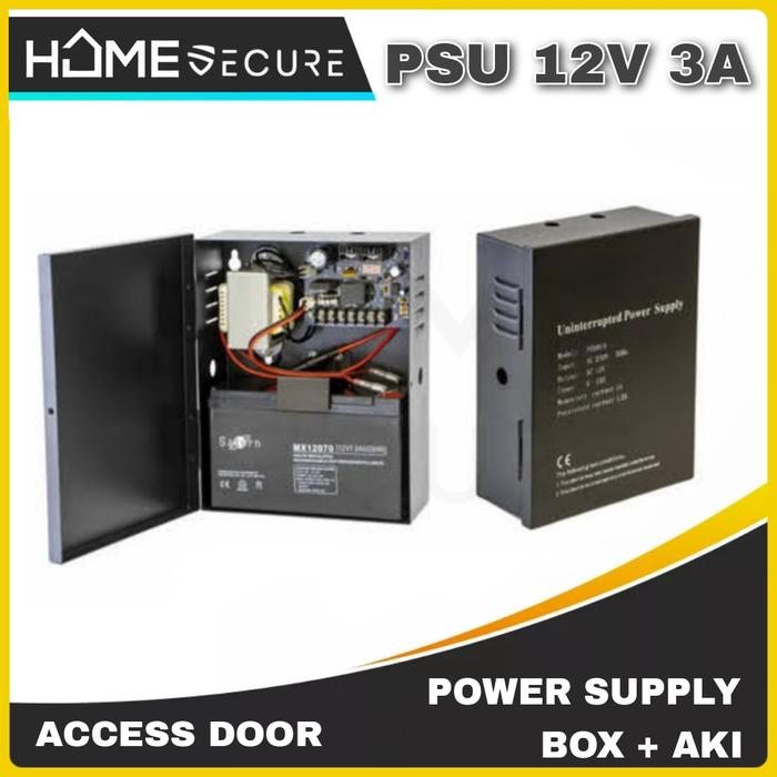 Jual Power Supply Access Door Lock 12V 3A / PSU BOX + Aki Akses Control ...