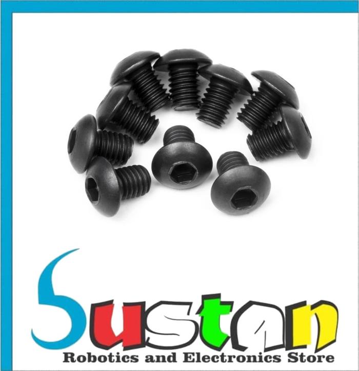 Jual BAUT 3MM M3X12 12MM BLACK ROUND HEXAGONAL BESI METAL SCREW HIGH ...